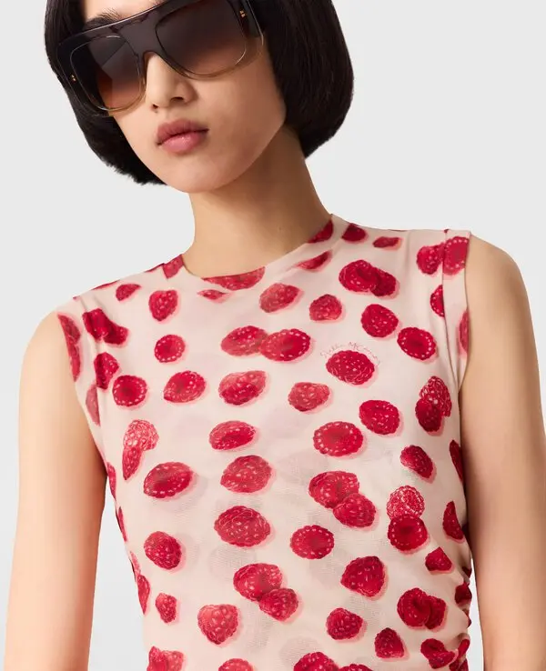 Stella McCartney Raspberry Print Mesh Mini Dress