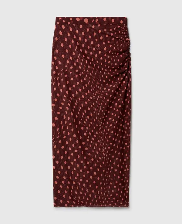 Stella McCartney Polka Dot Mesh Full Length Skirt - Red/pink