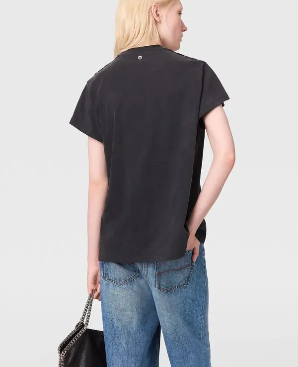 Stella McCartney Lace Panel Organic Cotton T-shirt - Washed Black