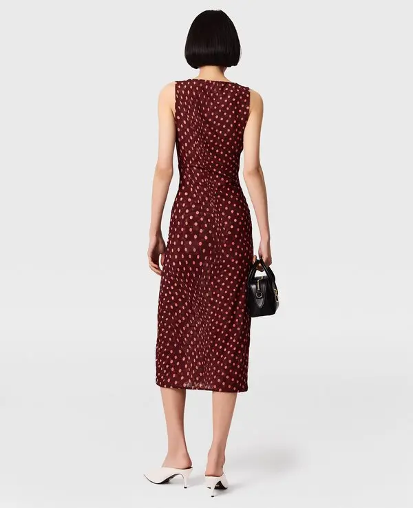 Stella McCartney Polka Dot Mesh V-neck Midi Dress