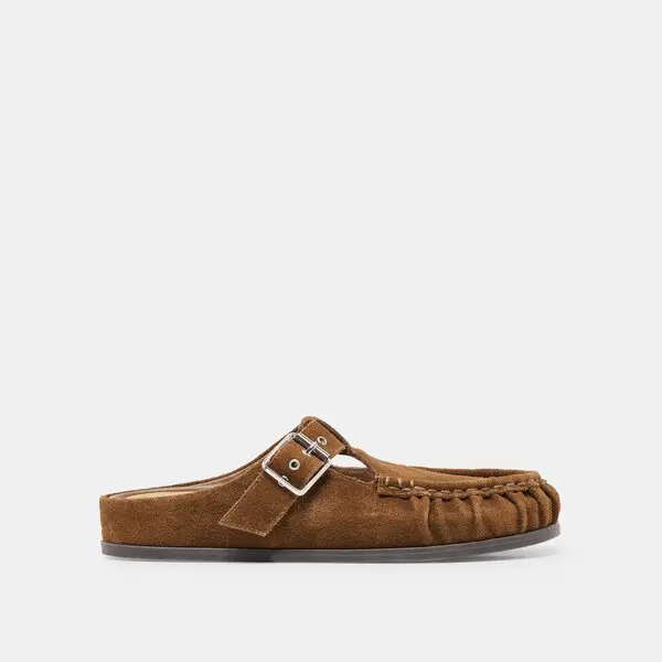 DOLCEVITA Jeanne Suede Flat Mules With Buckle Detail
