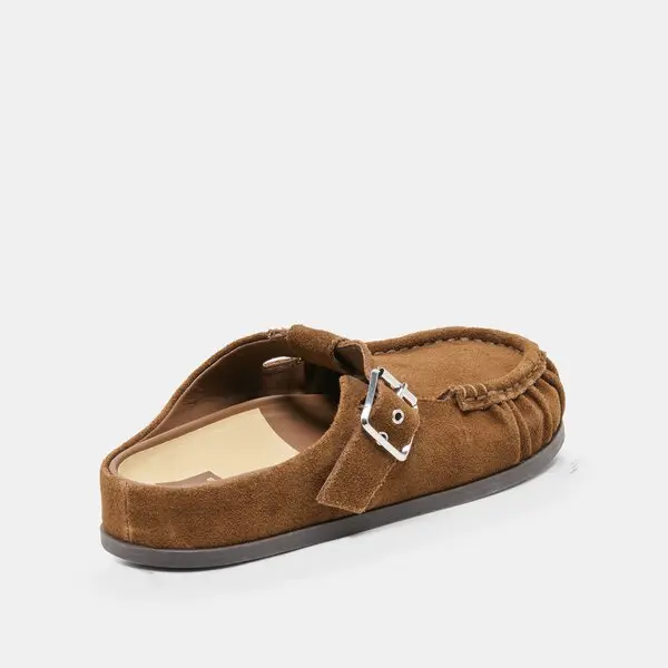 DOLCEVITA Jeanne Suede Flat Mules With Buckle Detail