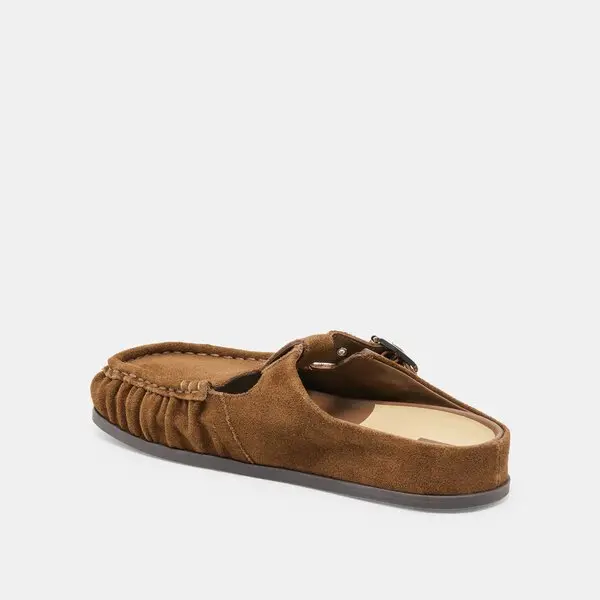 DOLCEVITA Jeanne Suede Flat Mules With Buckle Detail
