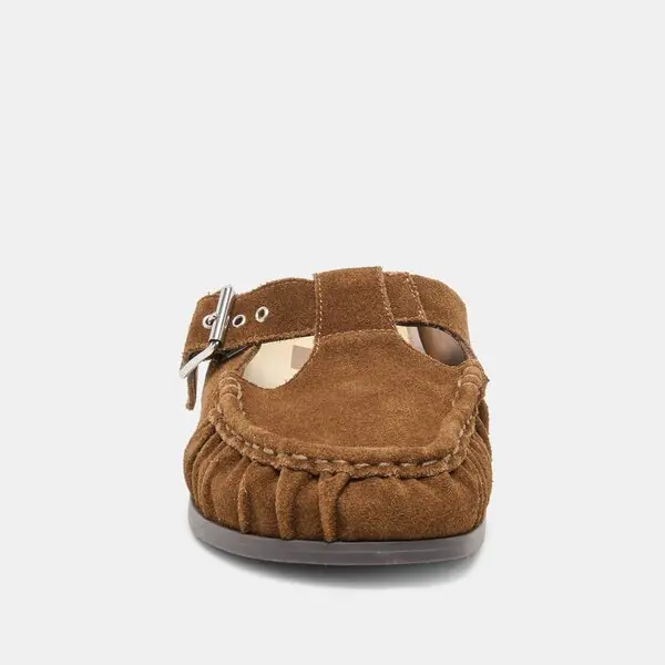 DOLCEVITA Jeanne Suede Flat Mules With Buckle Detail