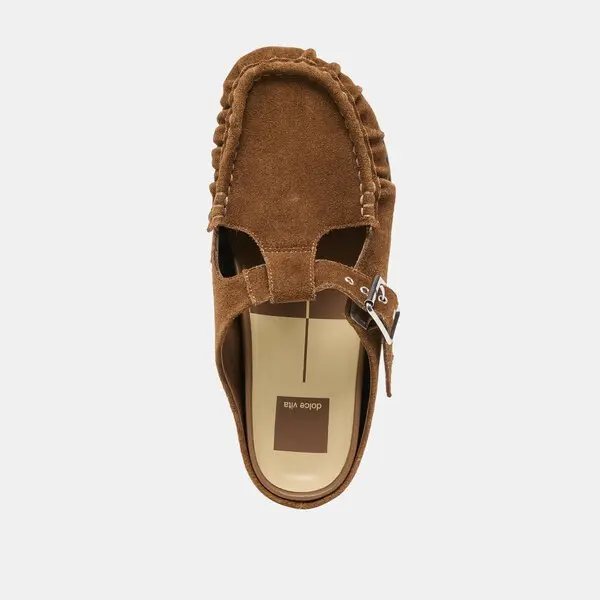 DOLCEVITA Jeanne Suede Flat Mules With Buckle Detail