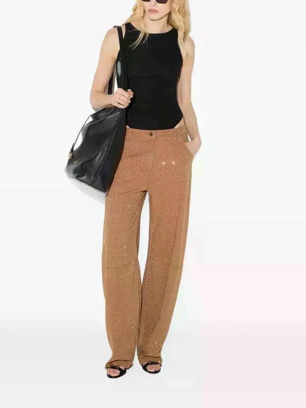 Elisabetta Franchi Rhinestone Embellished Balloon Denim Jeans - Brown