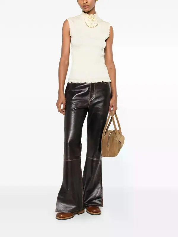 Sandro Split-hem Leather Trousers