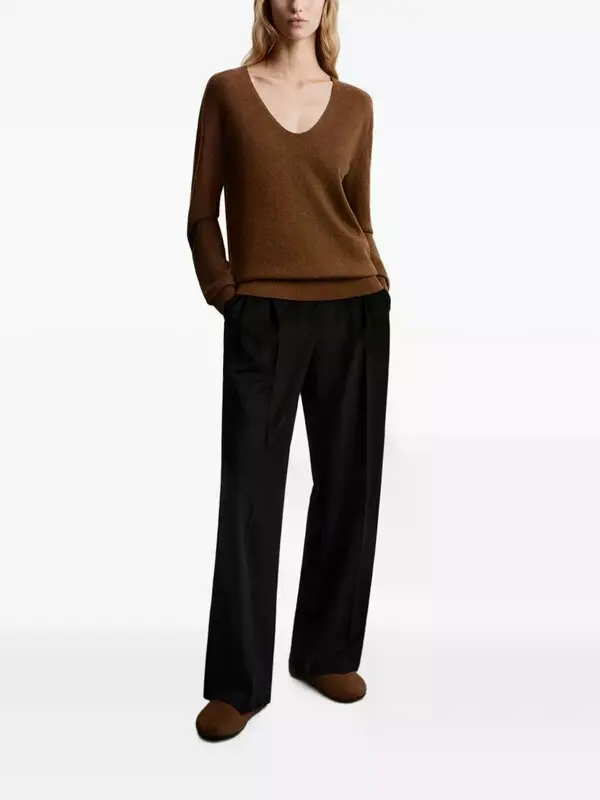 12 STOREEZ V-neck Long Sleeve Sweater - Brown