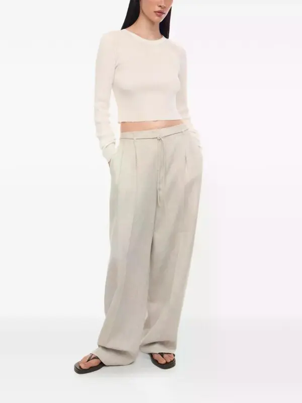 12 STOREEZ Lattice Ribbed-knit Cropped Sweatshirt