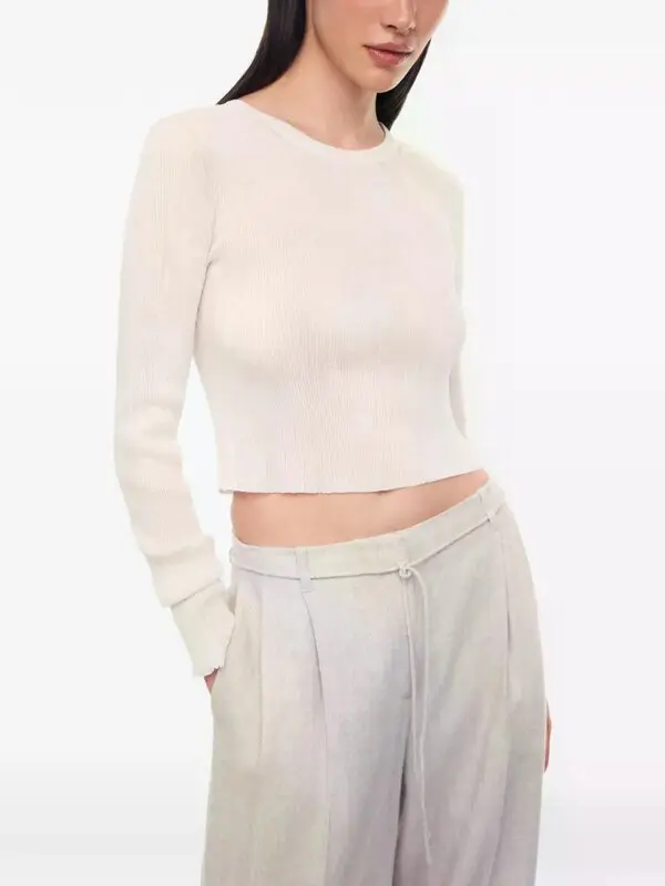 12 STOREEZ Lattice Ribbed-knit Cropped Sweatshirt