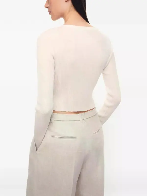 12 STOREEZ Lattice Ribbed-knit Cropped Sweatshirt