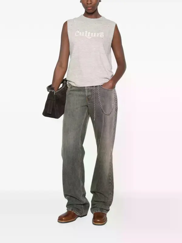 GOLDEN GOOSE Roberta Distressed Slogan-print T-shirt - Grey