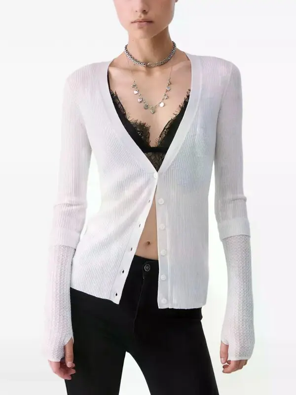 Liu Jo Pure Wool V-neck Cardigan With Punched Detailing
