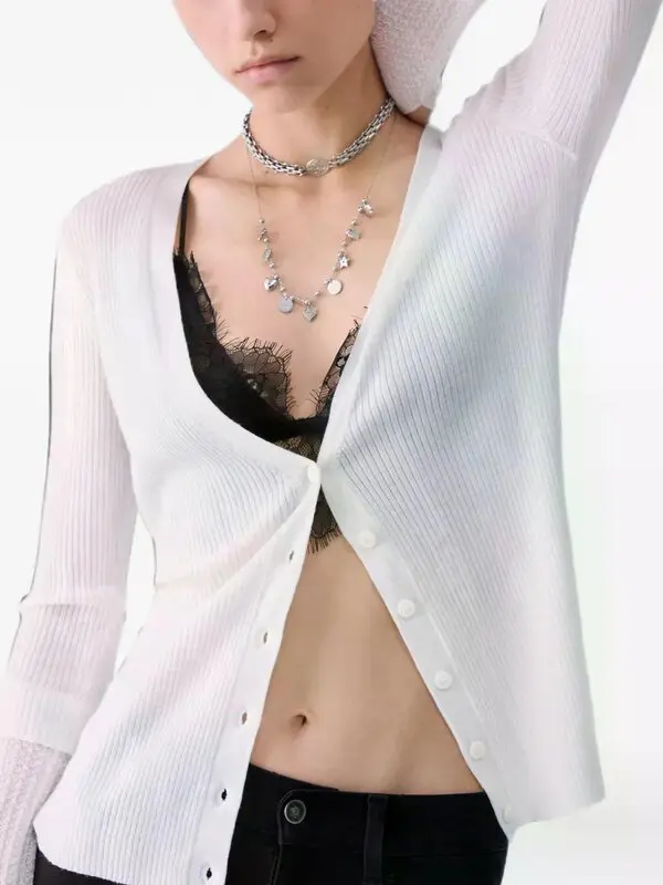Liu Jo Pure Wool V-neck Cardigan With Punched Detailing