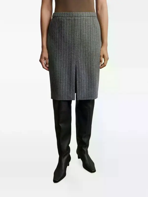 12 STOREEZ Pinstripe Front Slit Skirt