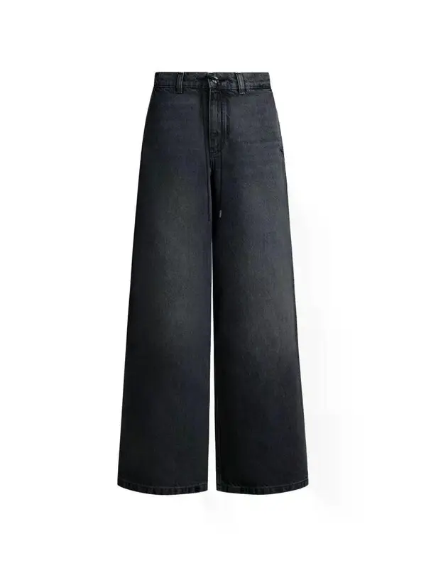 12 STOREEZ 433 Belt-loops Wide-leg Jeans - Grey