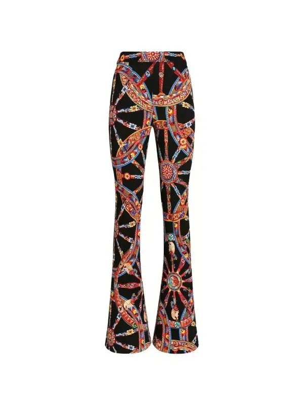 Dolce & Gabbana Carretto Print Viscose Jersey Flared Leggings