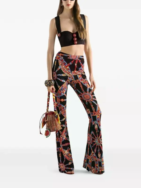 Dolce & Gabbana Carretto Print Viscose Jersey Flared Leggings