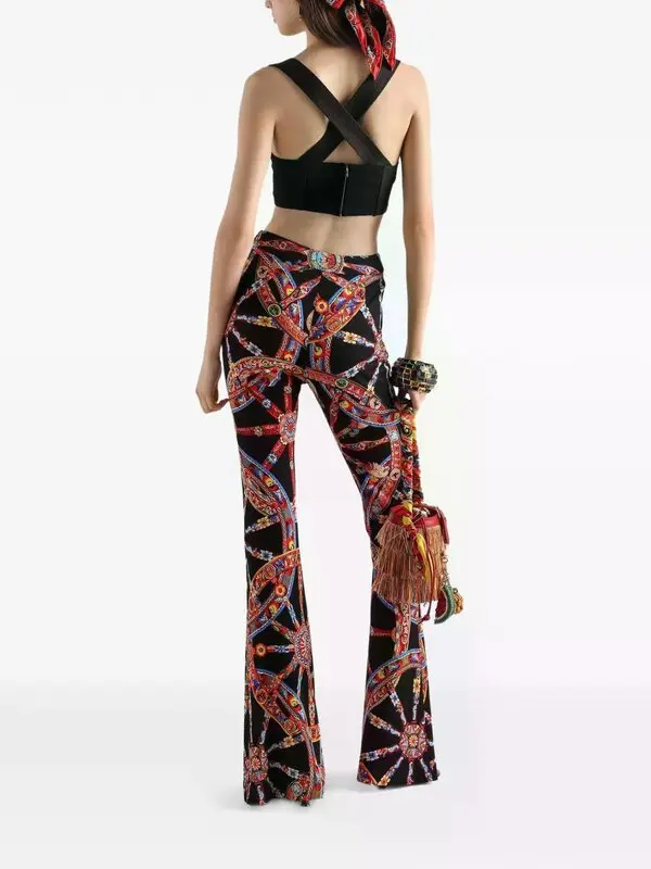 Dolce & Gabbana Carretto Print Viscose Jersey Flared Leggings