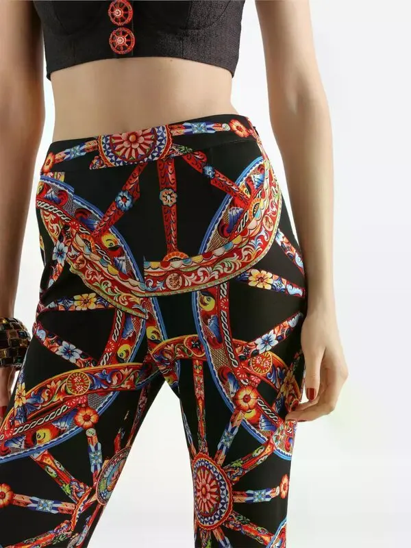 Dolce & Gabbana Carretto Print Viscose Jersey Flared Leggings