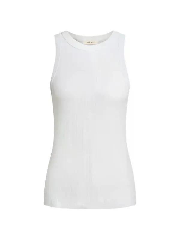 12 STOREEZ Ribbed Tank Top - White