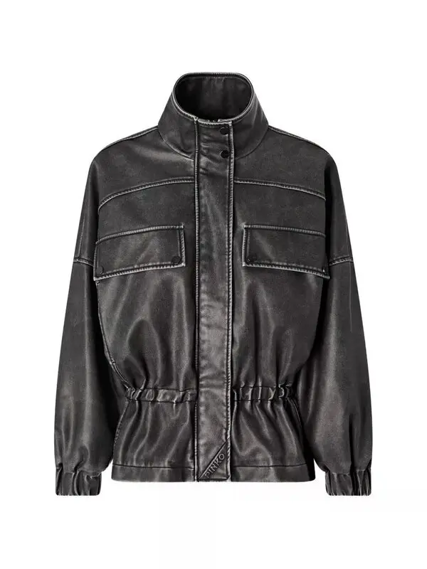 Pinko Faded Effect High Neck Jacket - Grey
