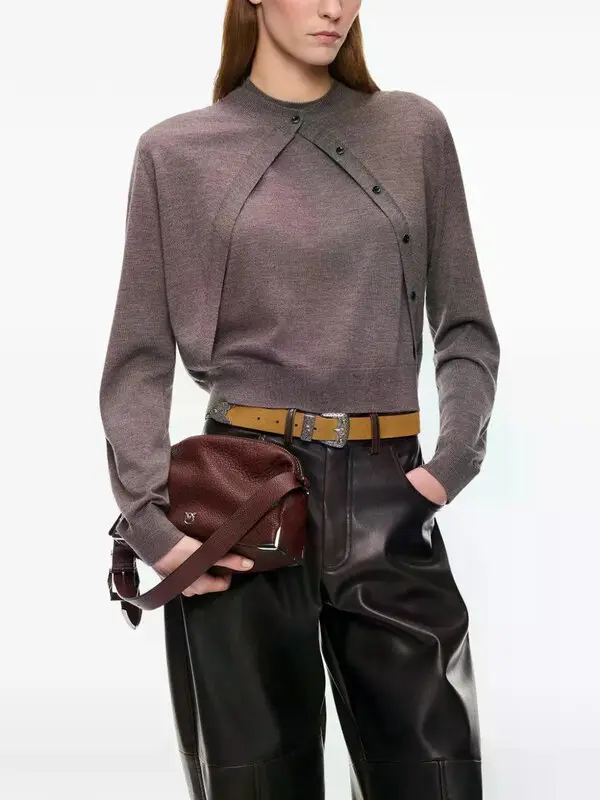 Pinko Asymmetric-fastening Wool Sweater - Brown