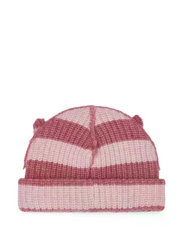 CHARLES JEFFREY Chunky Ears Striped Knit Beanie Hat