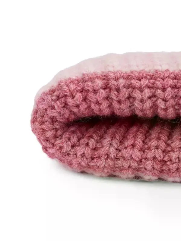 CHARLES JEFFREY Chunky Ears Striped Knit Beanie Hat