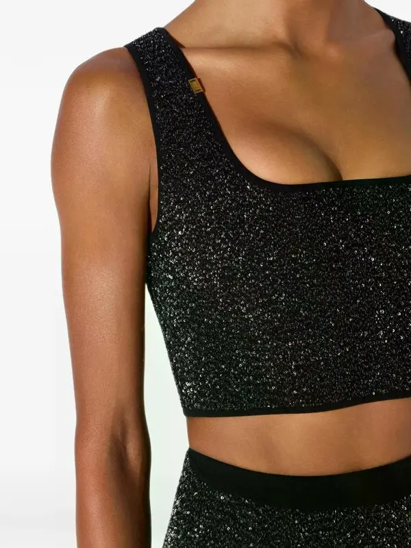 Elisabetta Franchi Cropped Knit Top With Sequins