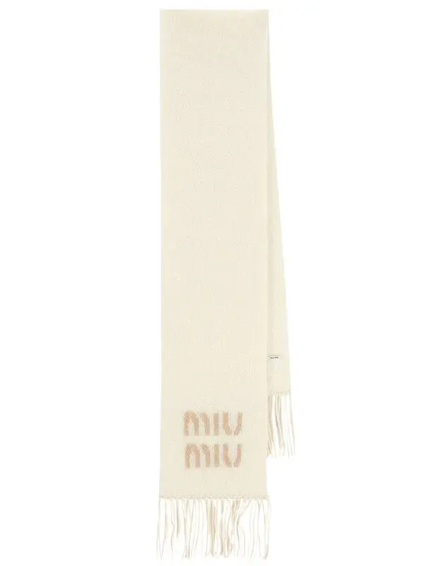 Miu Miu Wool And Mohair Scarf - White