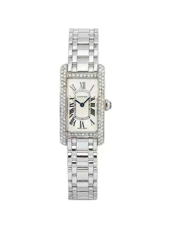 Cartier Tank Américaine Diamond Bezel Stainless Steel Watch - White
