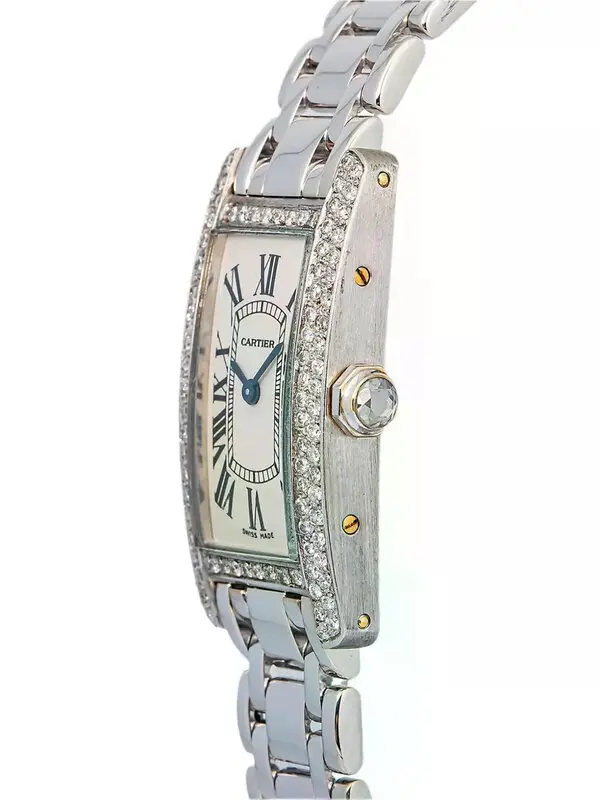 Cartier Tank Américaine Diamond Bezel Stainless Steel Watch