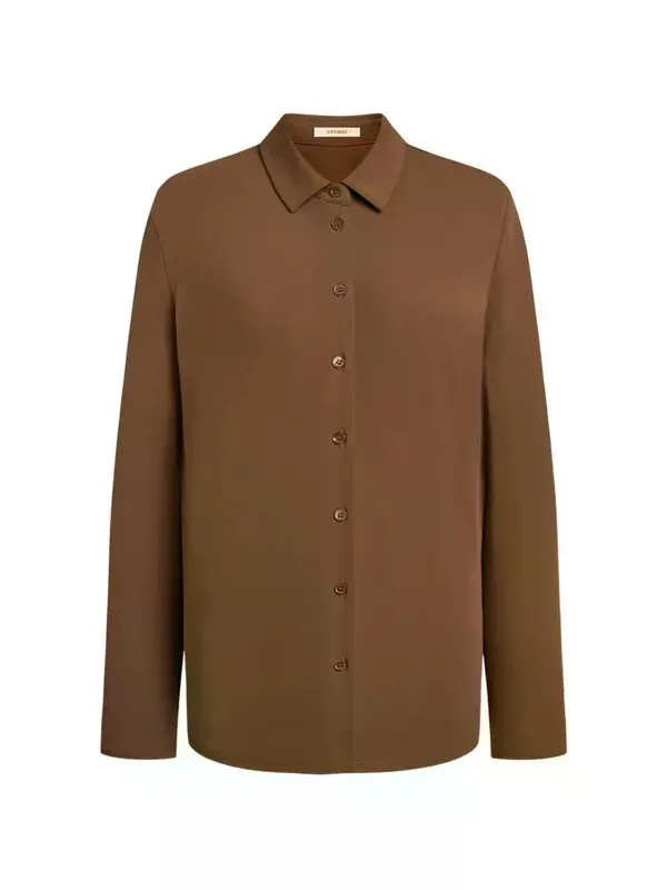 12 STOREEZ Long-sleeve Jersey Shirt - Brown