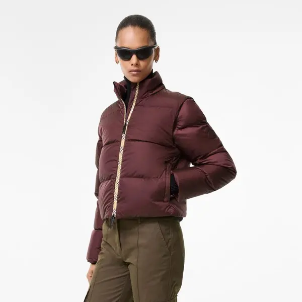 Burberry Detachable Sleeve Langdale Puffer Jacket - Vineyard Red