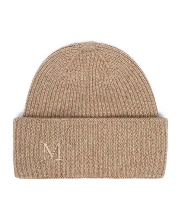 Max Mara Cashmere Monogram Beanie - Beige