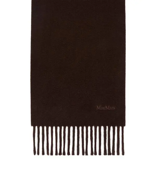 Max Mara Wool Fringed Logo Scarf