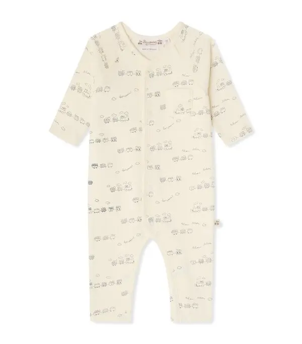 Bonpoint Cotton Train Print Playsuit