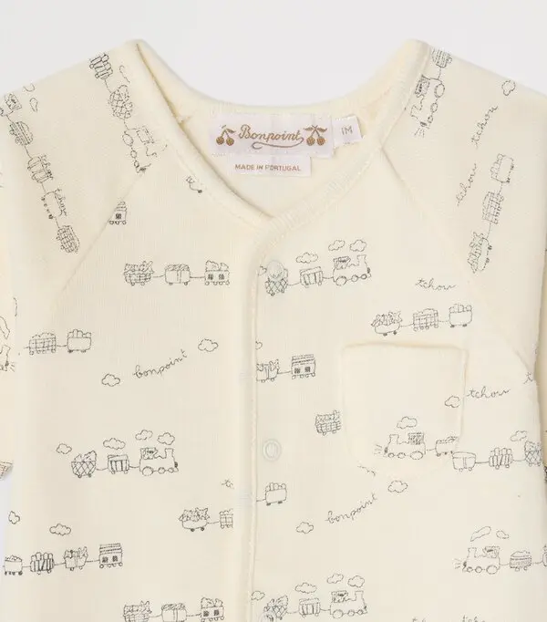 Bonpoint Cotton Train Print Playsuit