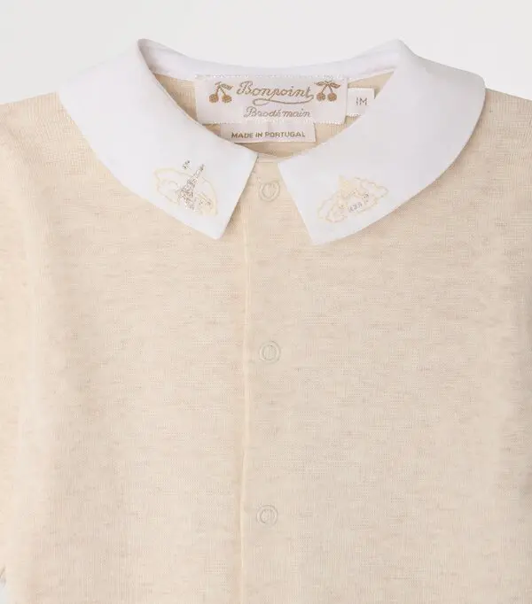 Bonpoint Cotton Embroidered Collar Playsuit