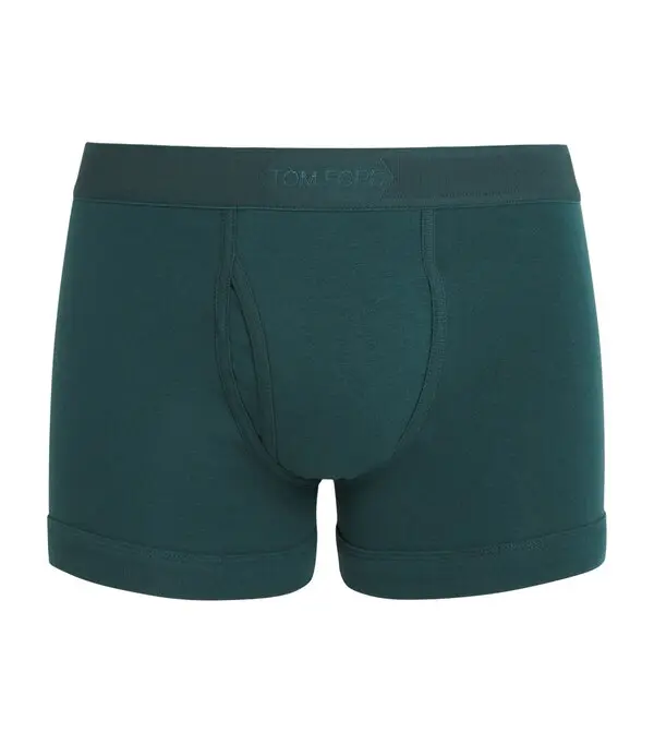 TOM FORD Stretch-cotton Logo Boxers - Green