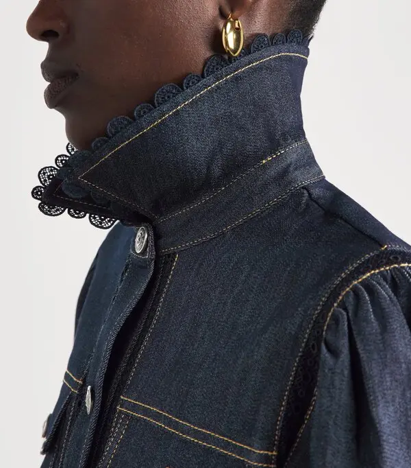 Cinq À Sept Sylvia Lace-trimmed Denim Jacket