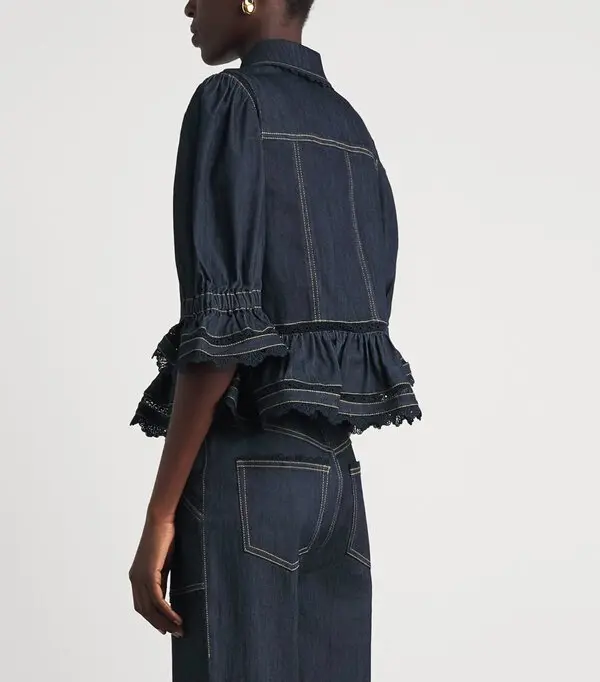 Cinq À Sept Sylvia Lace-trimmed Denim Jacket