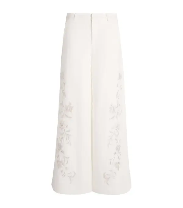 Cinq À Sept Roxane Wide-leg Trousers With Rococo Embroidery