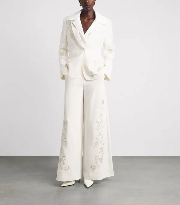 Cinq À Sept Roxane Wide-leg Trousers With Rococo Embroidery