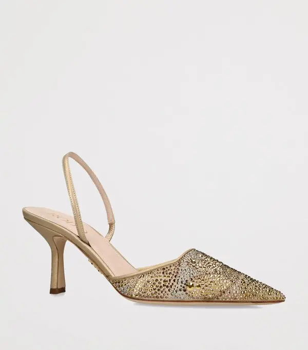 Rodo Rhinestone-embellished Assia Slingback Heels 75