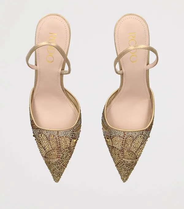 Rodo Rhinestone-embellished Assia Slingback Heels 75