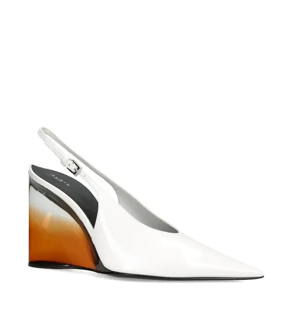 Alaïa Patent Leather Invisible Wedge Slingback Pumps