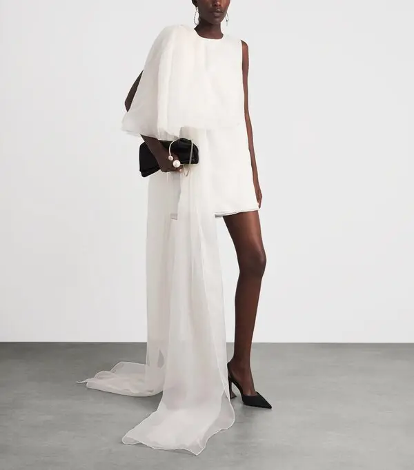 ZIYAD BUAINAIN Silk Organza Bow Mini Dress