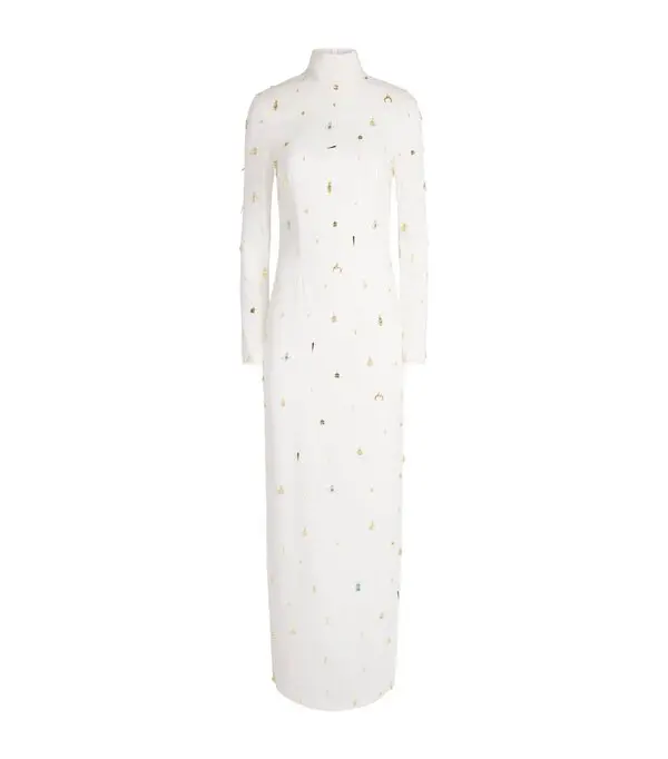 ZIYAD BUAINAIN Charm Embellished Column Gown
